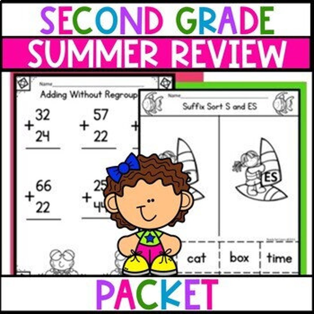 Second Grade Summer Math and Phonics Review Packet - Etsy