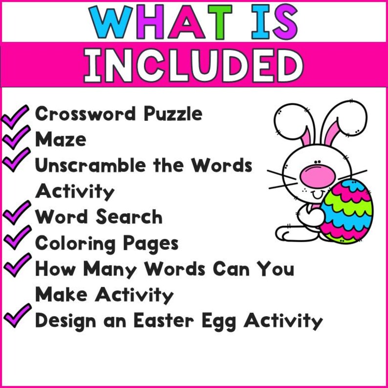 Easter Activity Pages Coloring Pages Crossword Puzzle Word Search Maze ...