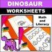 Dinosaur Themed Worksheets Math and Literacy Preschool Kindergarten - Etsy
