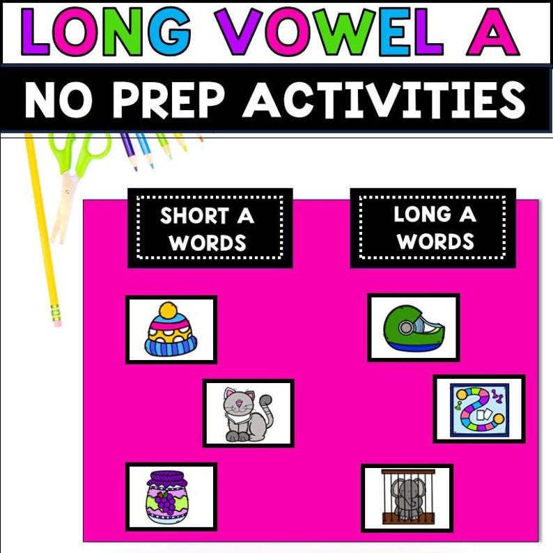 Long A Silent E Worksheets Long Vowel A Word Sort Activities CVCE Words ...