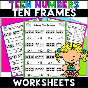 Teen Numbers Practice Worksheets Ten Frames to 20 Activities - Etsy