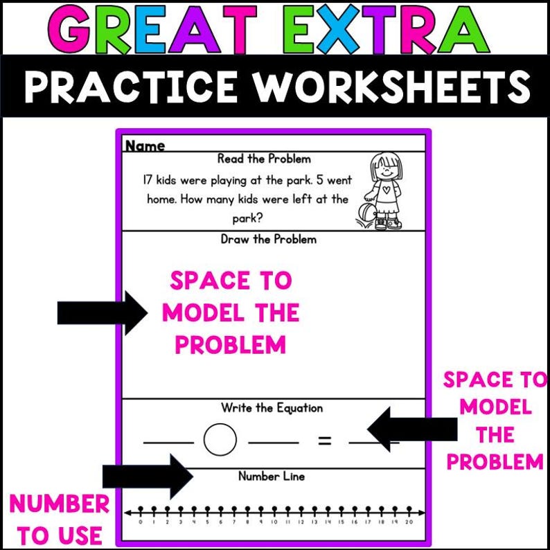 Addition and Subtraction Word Problems Worksheets Within 20 Story ...
