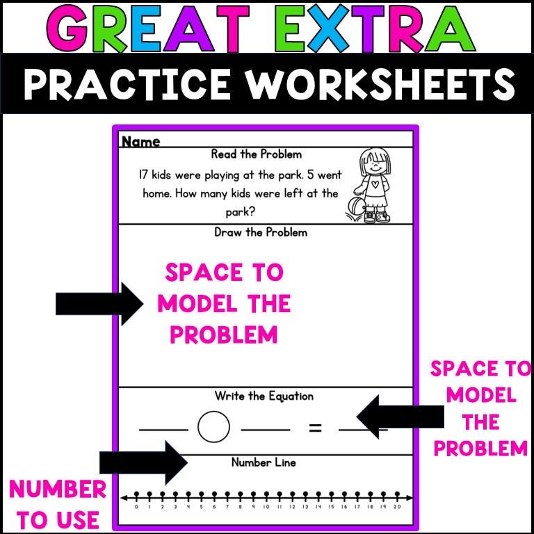 Addition and Subtraction Word Problems Worksheets Within 20 Story ...