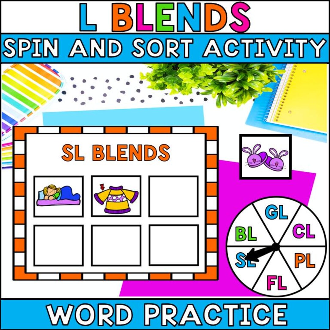Consonant Blends Game L Blends Spin and Cover Activity Phonics With ...