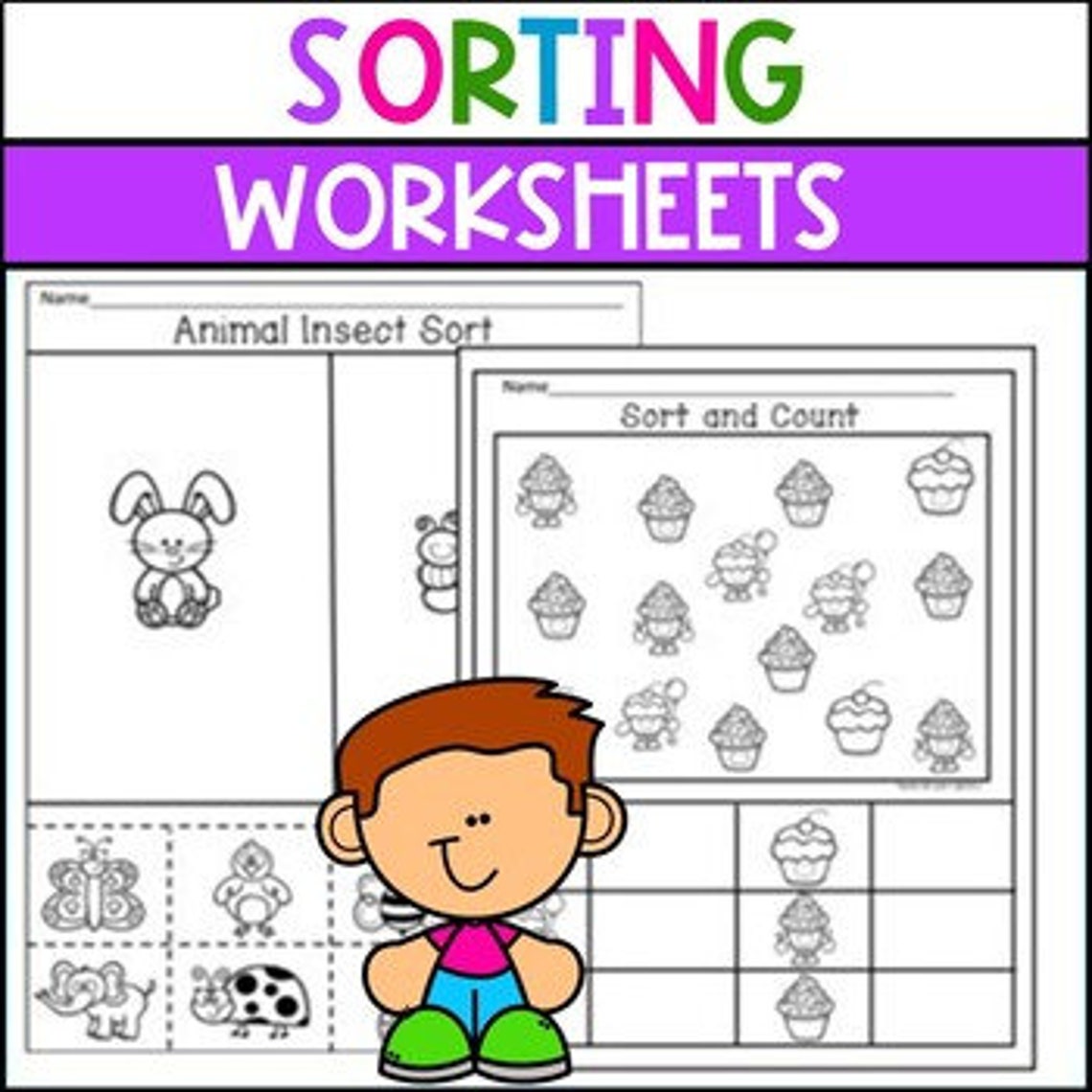 Patterns and Sorting Objects Worksheets Preschool Kindergarten - Etsy