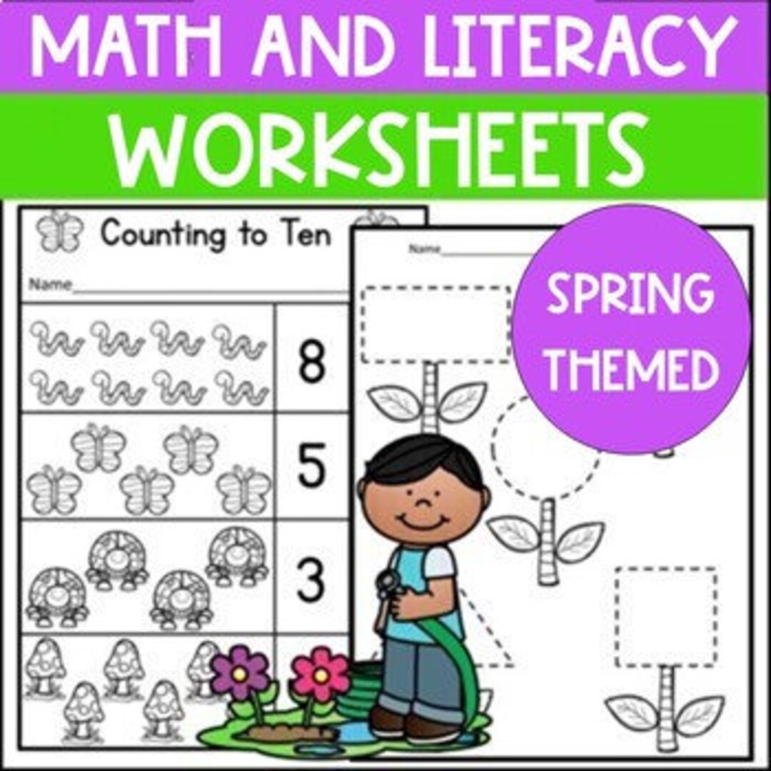 Spring Preschool Math and Literacy Worksheets Numbers and Letters April ...