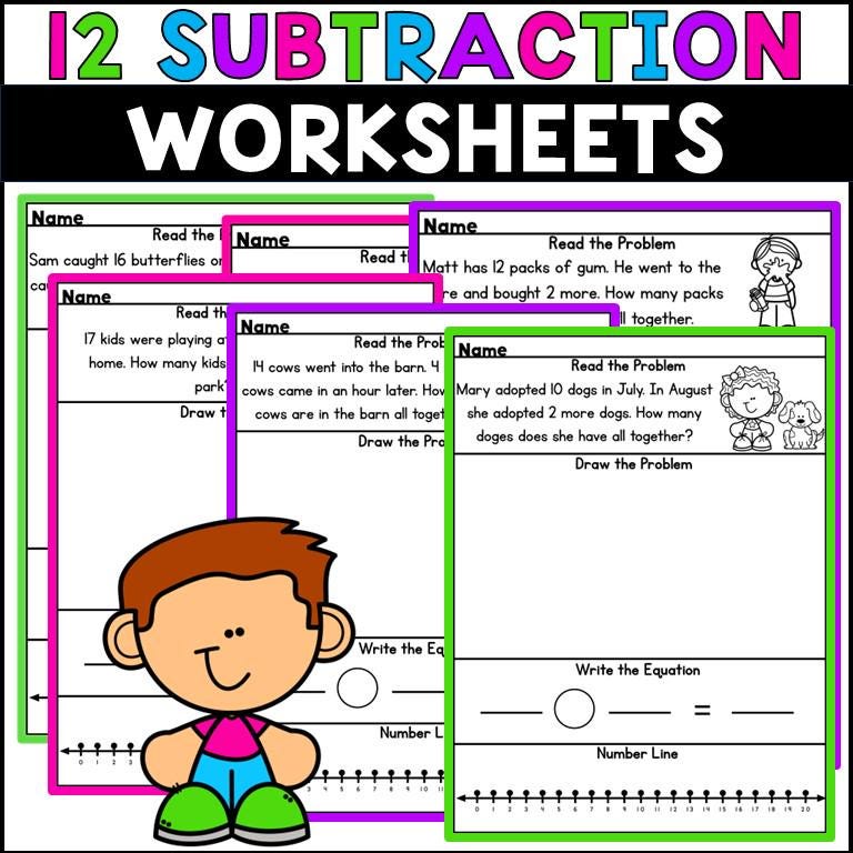 Addition and Subtraction Word Problems Worksheets Within 20 Story ...