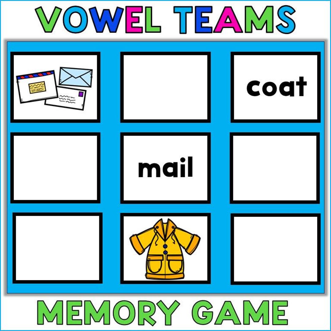 Vowel Teams Memory Game Long Vowels Activity No Prep Easy to Use - Etsy
