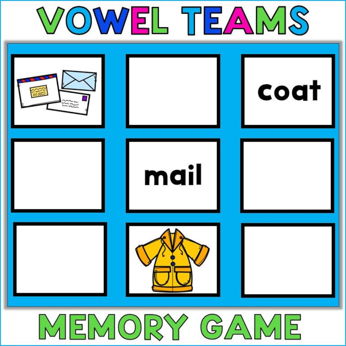 Vowel Teams Memory Game Long Vowels Activity No Prep Easy to Use - Etsy