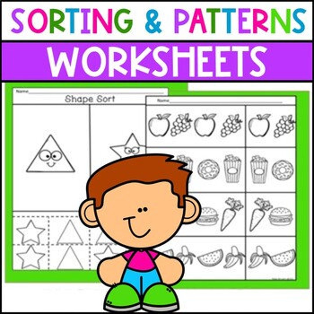 Patterns and Sorting Objects Worksheets Preschool Kindergarten - Etsy