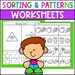Patterns and Sorting Objects Worksheets Preschool Kindergarten - Etsy