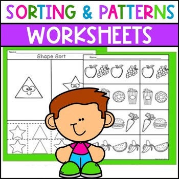 Patterns and Sorting Objects Worksheets Preschool Kindergarten - Etsy