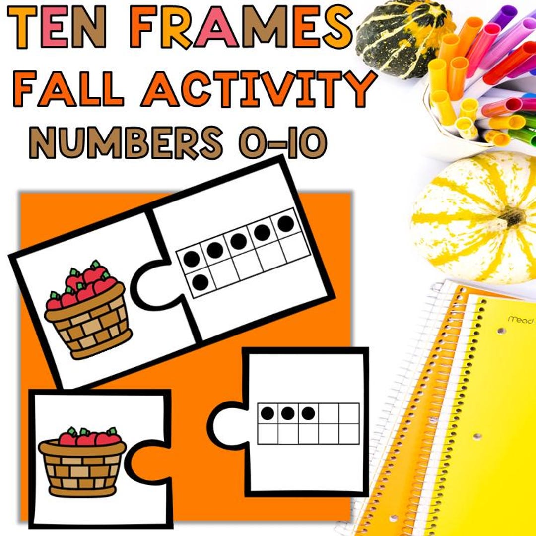 Fall Ten Frames Number Matching Activity for Centers Kindergarten ...