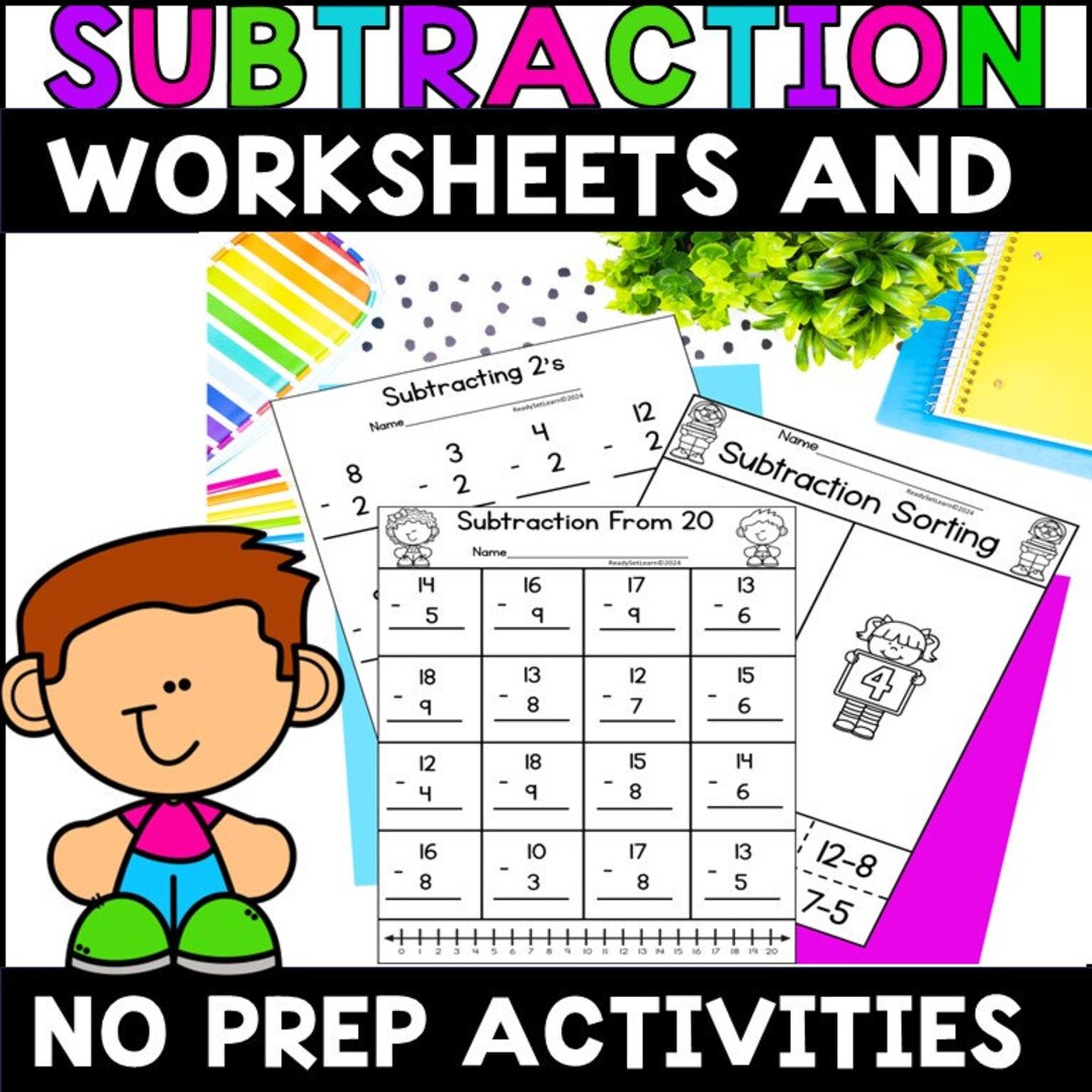 Subtraction Within 20 Worksheets Subtraction Fact Fluency - Etsy