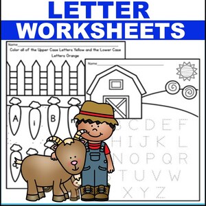 Farm Themed Math Sorting and Letter Worksheets Preschool Kindergarten ...