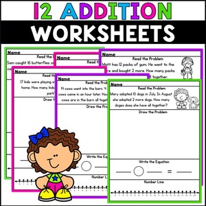 Addition and Subtraction Word Problems Worksheets Within 20 Story ...