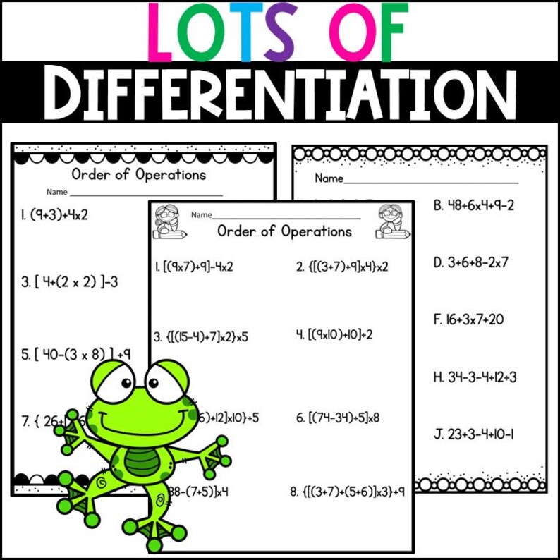 Order of Operations Worksheets and Poster With and Without Brackets and ...