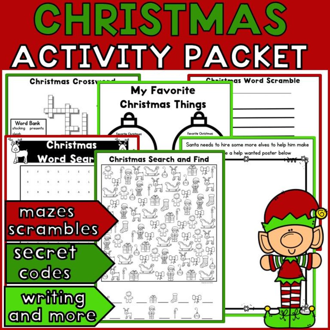 Christmas Activity Pages for Kids Activities Bundle Coloring Pages Word ...