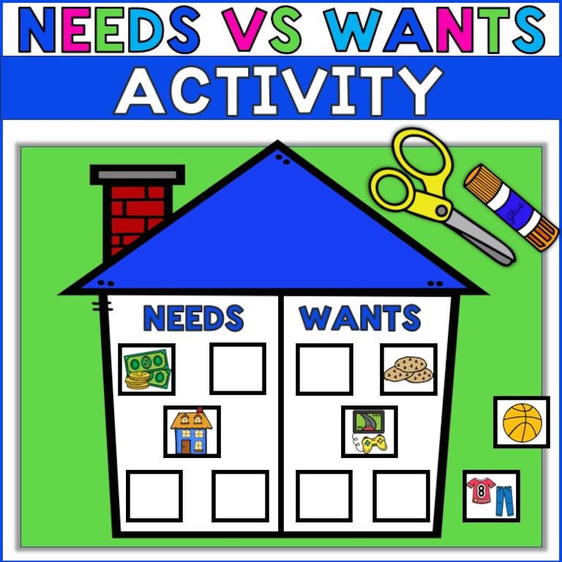 Needs and Wants Sorting Craft and Activity Kindergarten First Grade No ...