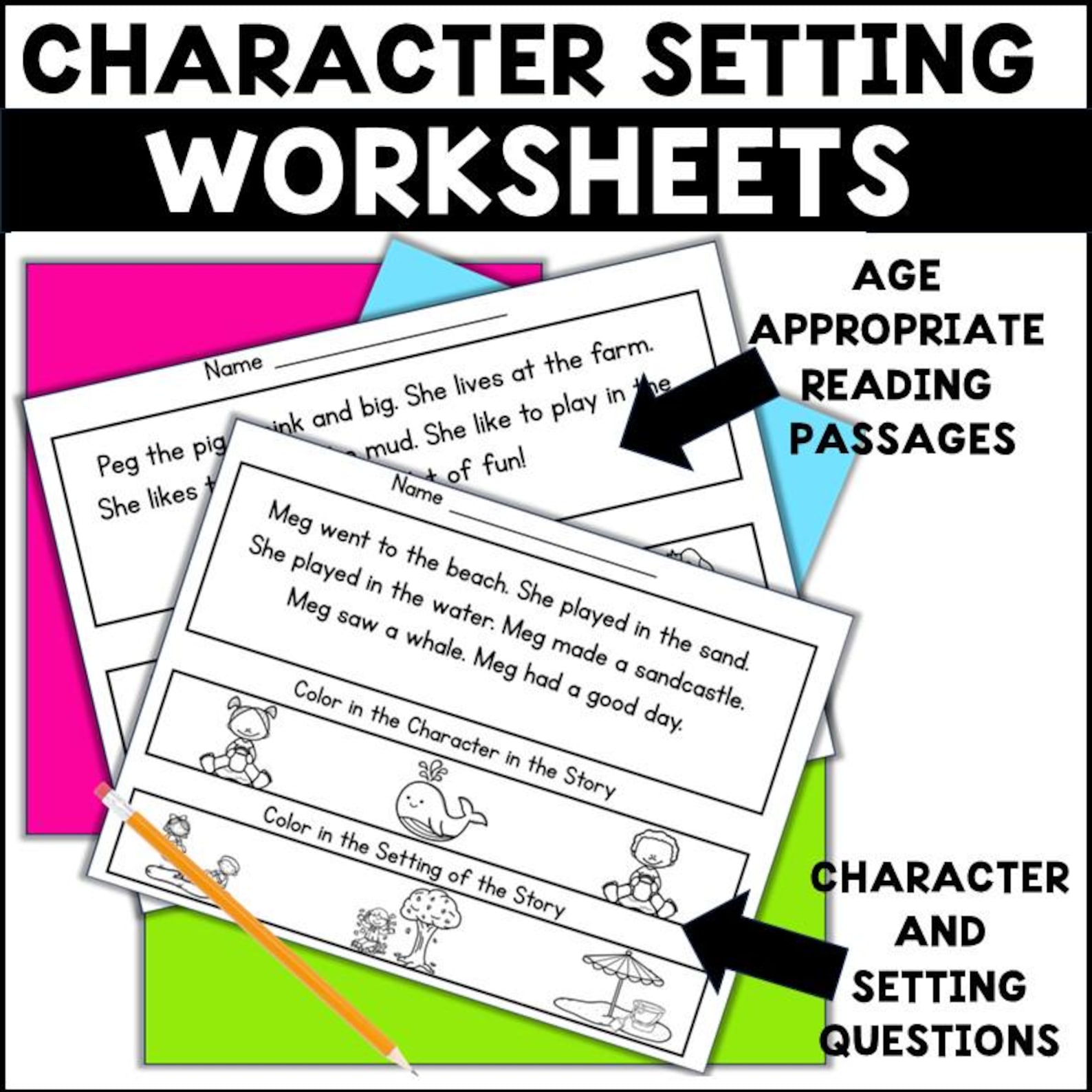 Character and Setting Worksheets Story Elements With Graphic Organizer ...