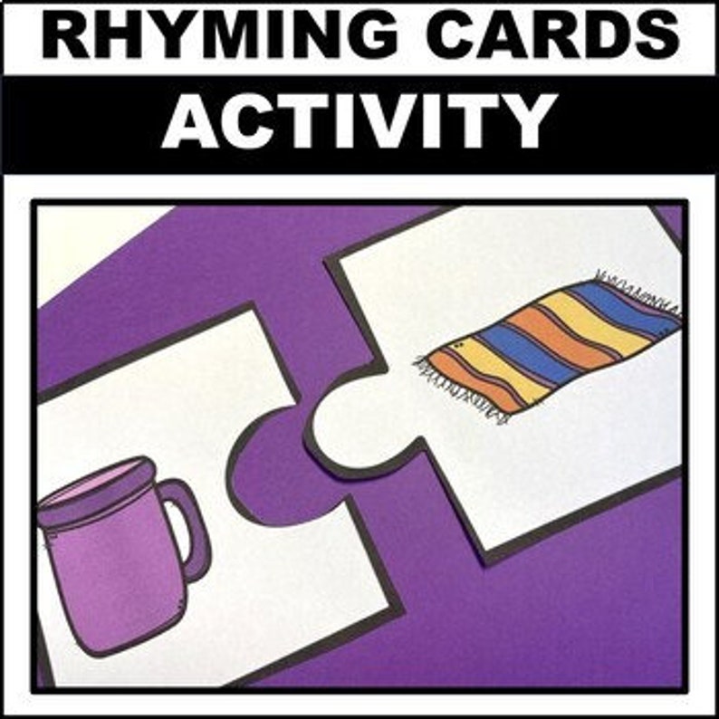 Rhyming Words Picture Cards Matching Activity for Preschool ...
