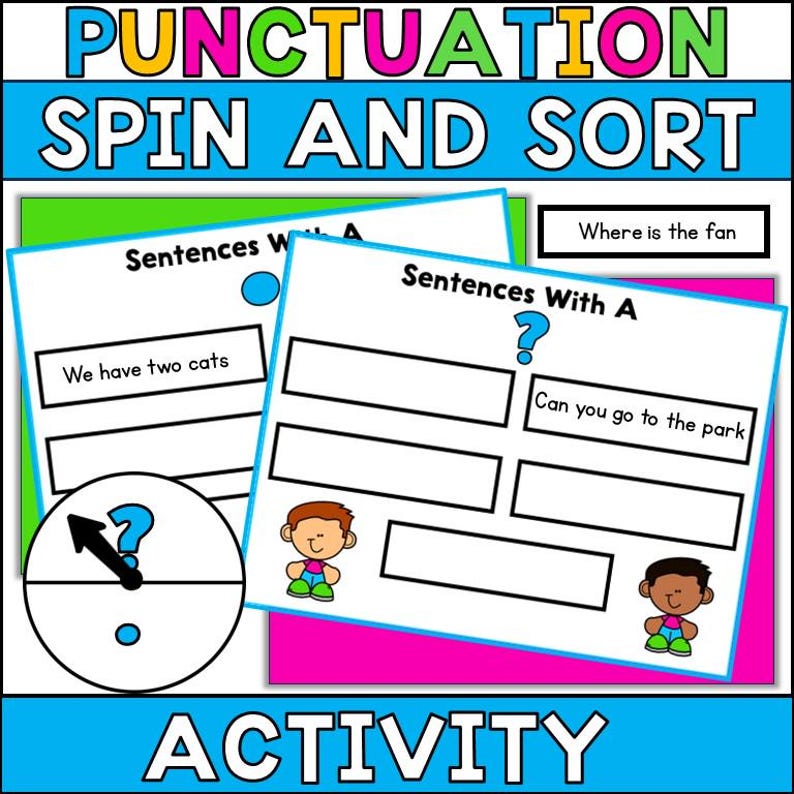 Punctuation Practice Spin and Cover Activity CVC Word Sight Word ...