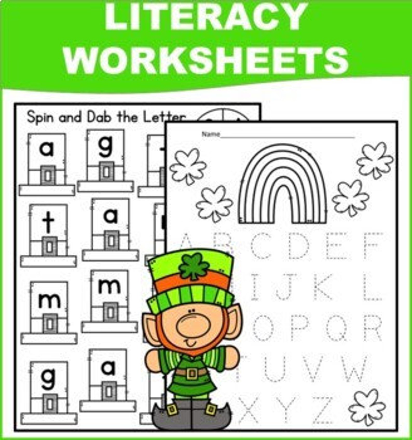 St Patrick's Day Math and Literacy Worksheets March Preschool - Etsy