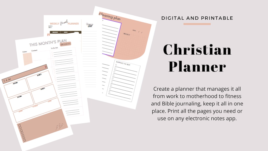 Printable Christian Planner, Christian Digital Planner, Printable ...