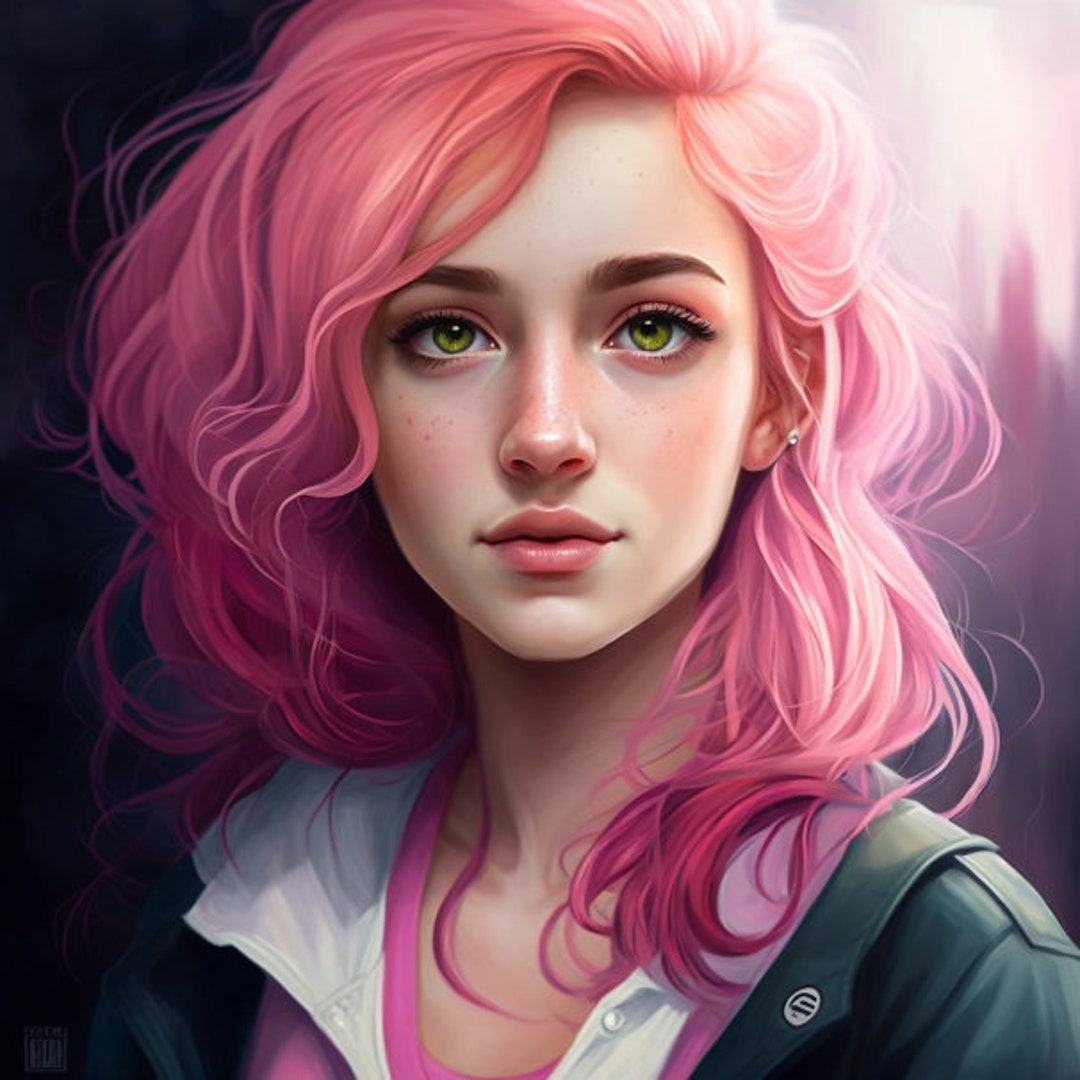 3D Girl With Pink Hair Graphic Design for Decor and Prints,3d, Graphic ...