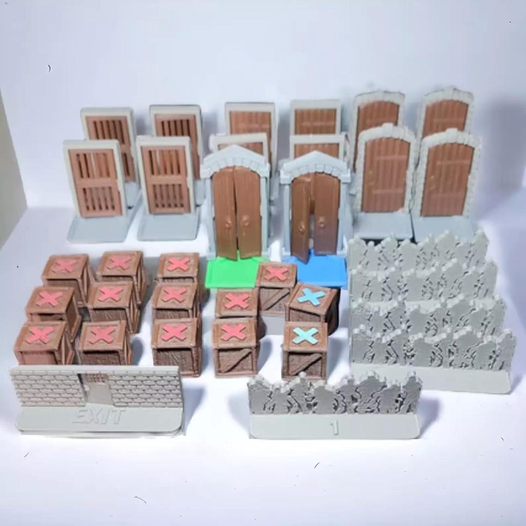 Complete Pack Doors - Crates - Tokens for Zombicide Black Plague - 3D ...