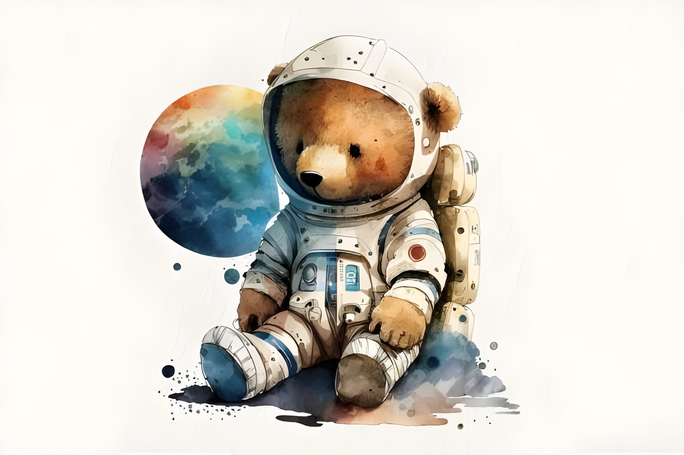 Astronaut Teddy Bear Watercolor Clipart - Etsy
