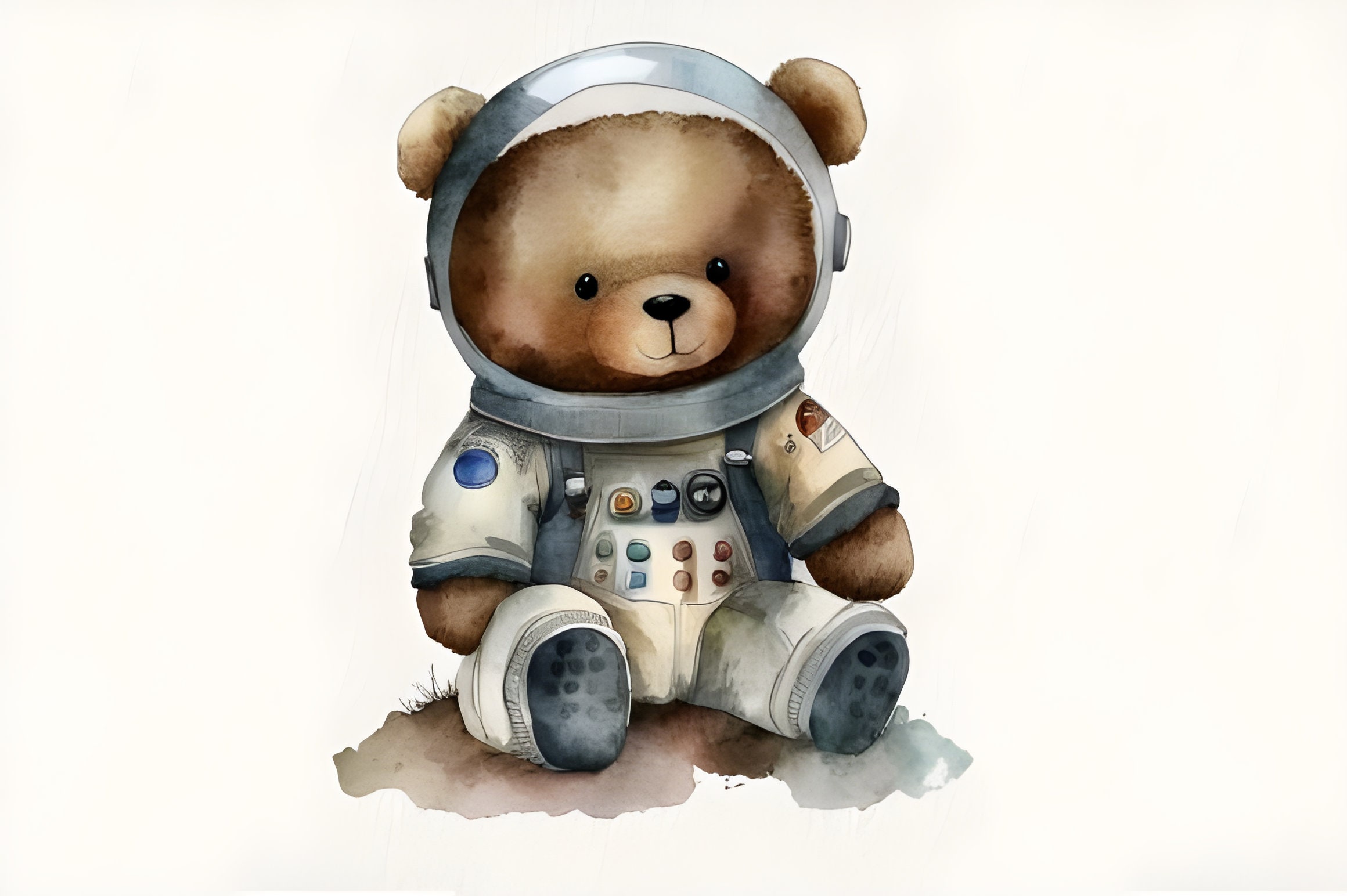 Astronaut Teddy Bear Watercolor Clipart - Etsy