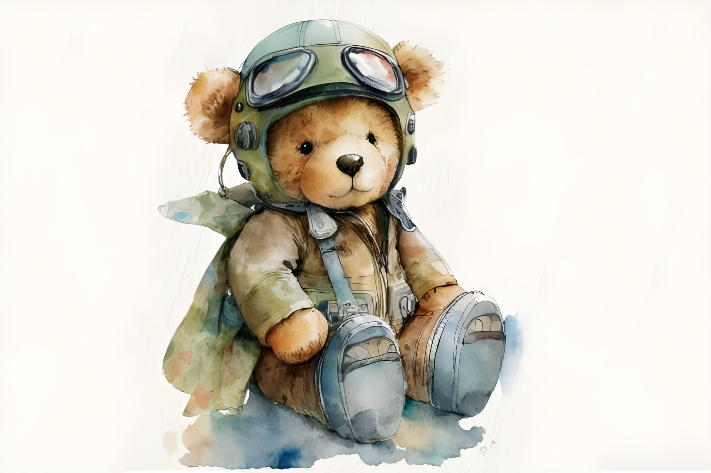 Pilot Teddy Watercolor Clipart - Etsy
