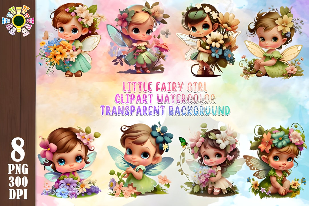 Watercolor Cute Little Fairies With Flowers - Etsy