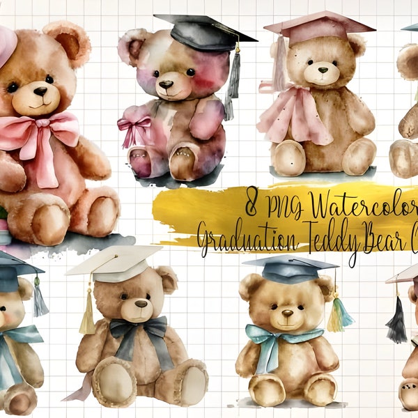 Graduation Teddy Bear Clipart - Etsy