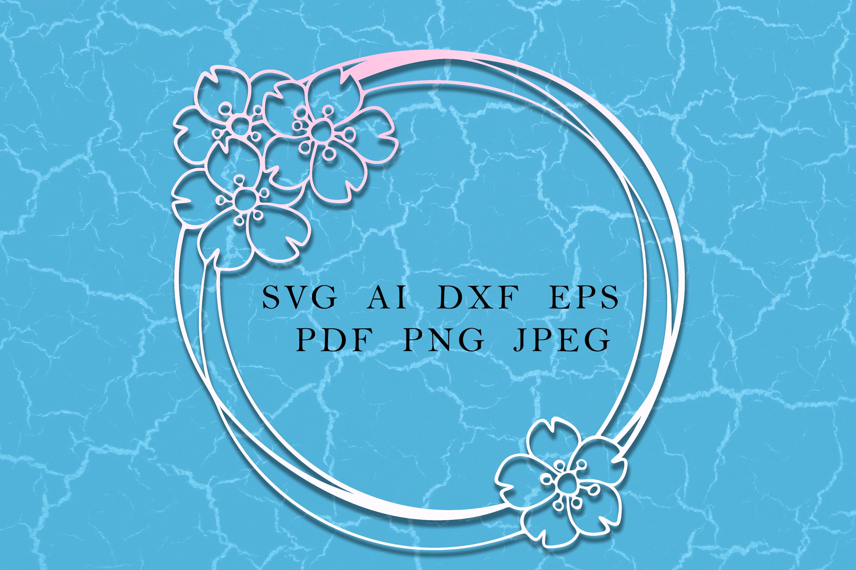 Round Frame With Sakura Flowers Cherry Blossom Wreath. Floral - Etsy