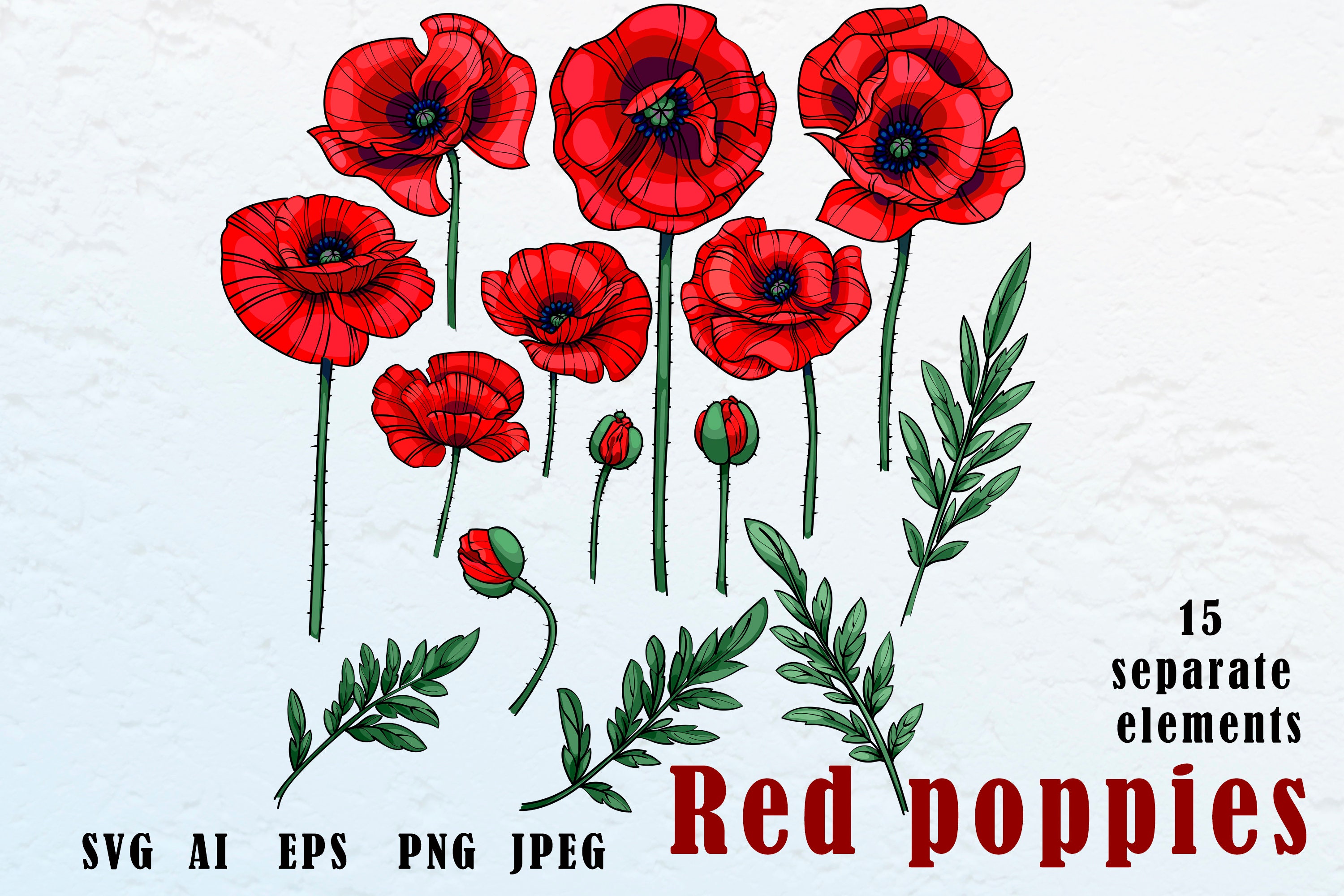 Red Poppies Clipart SVG, PNG, EPS - Etsy