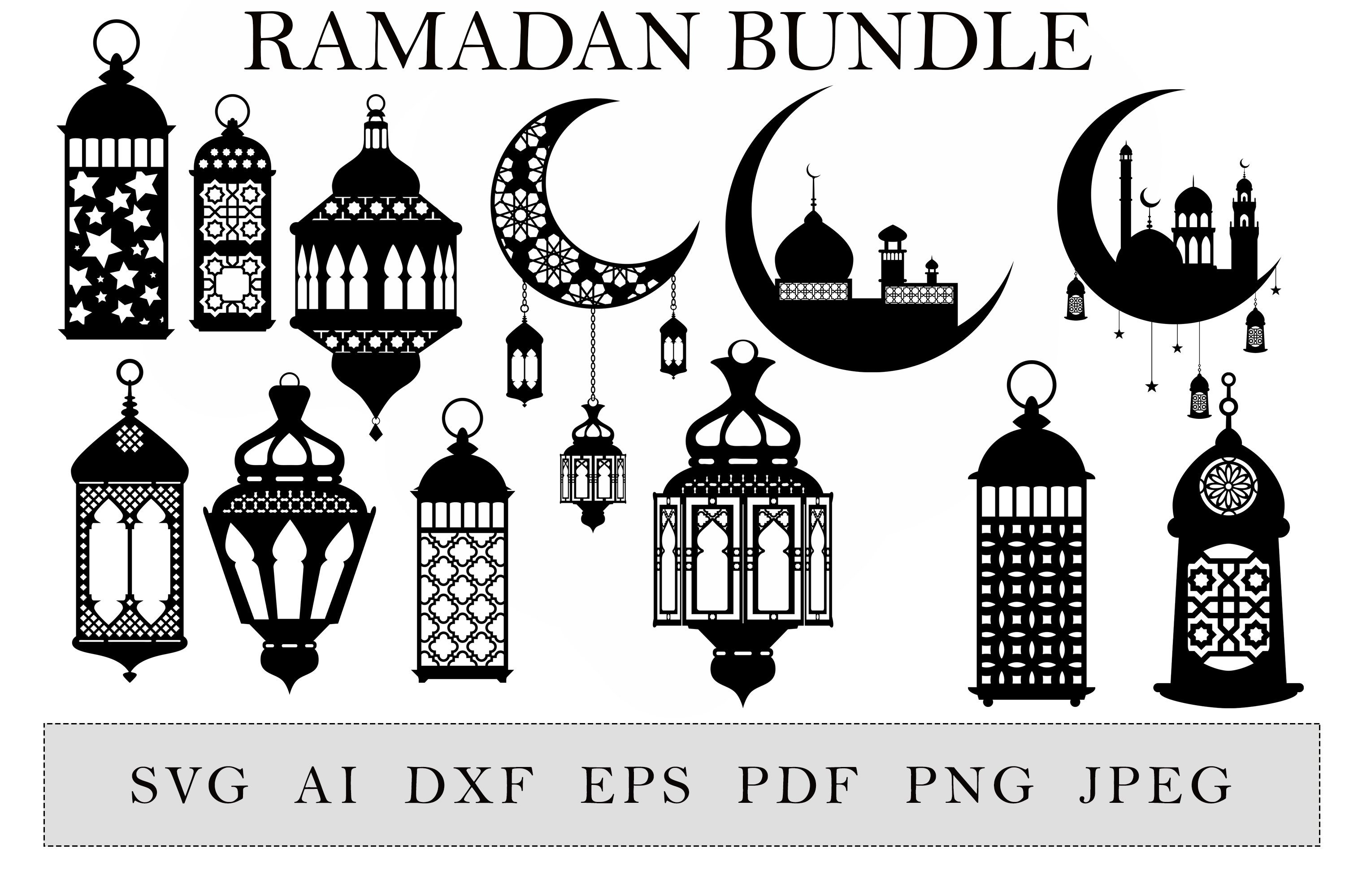 Ramadan Lantern Svg , Arabic Lantern Bundle, 9 Muslim Lamp on Ramadan ...