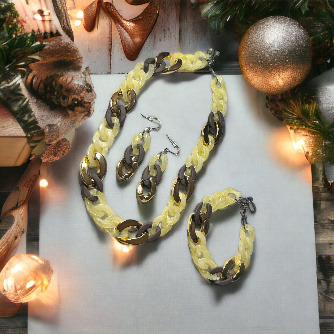 Chunky Chain Jewelry Set XXL Chain Links in Warm Brown Tones - Etsy