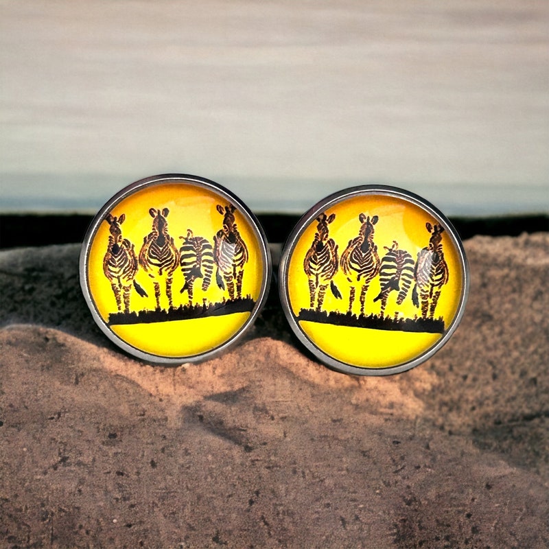 Zebra Stud Earrings - Etsy