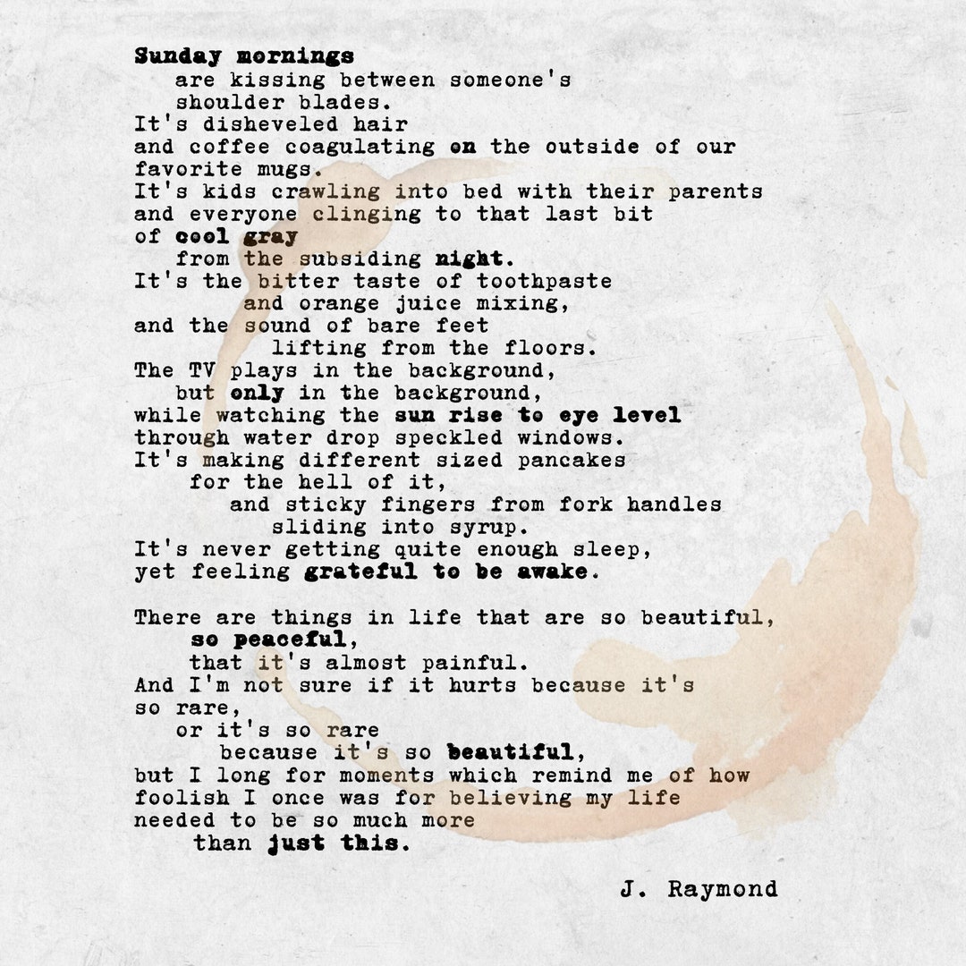 Be Here With Me (sunday Mornings Poem) - Original Poetry Print - Etsy