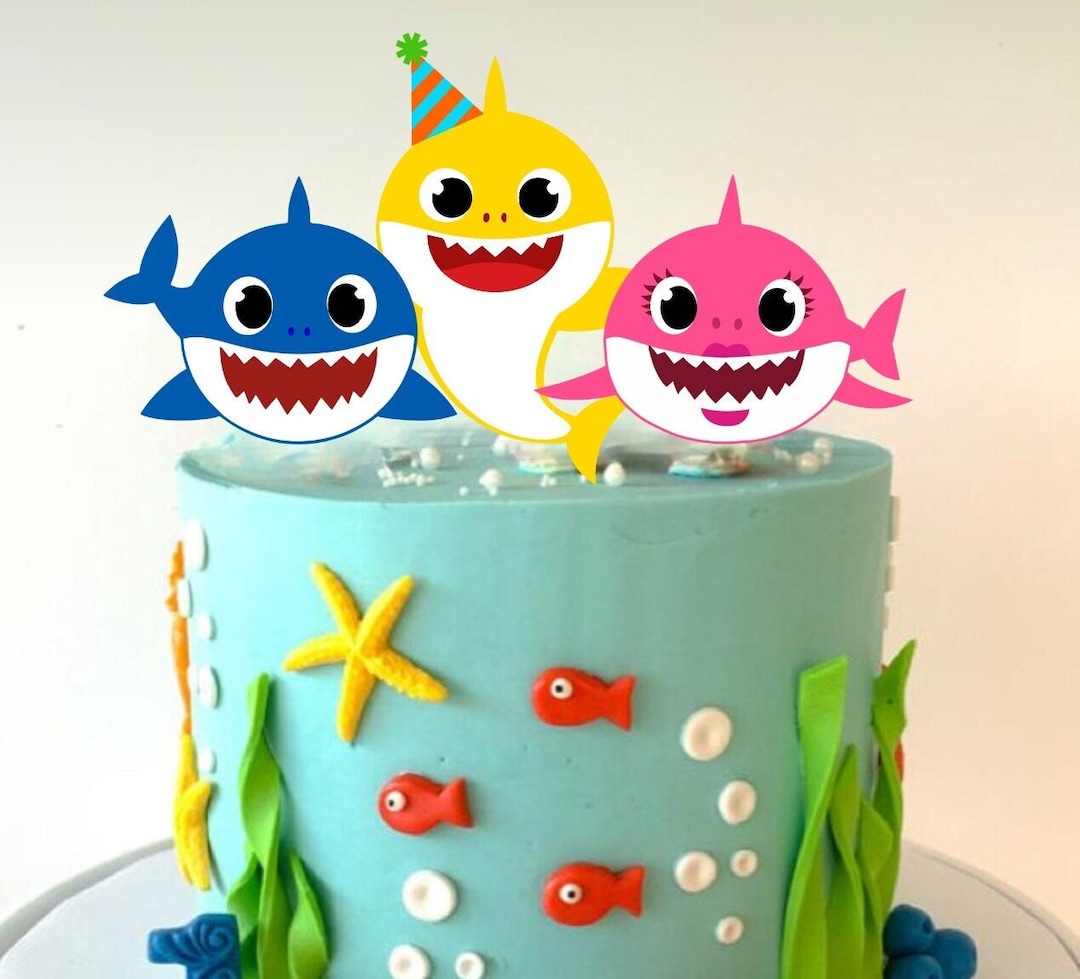 Baby Sharks Cake Topper Set Edible Icing Images Cut Outs 1st Birthday ...