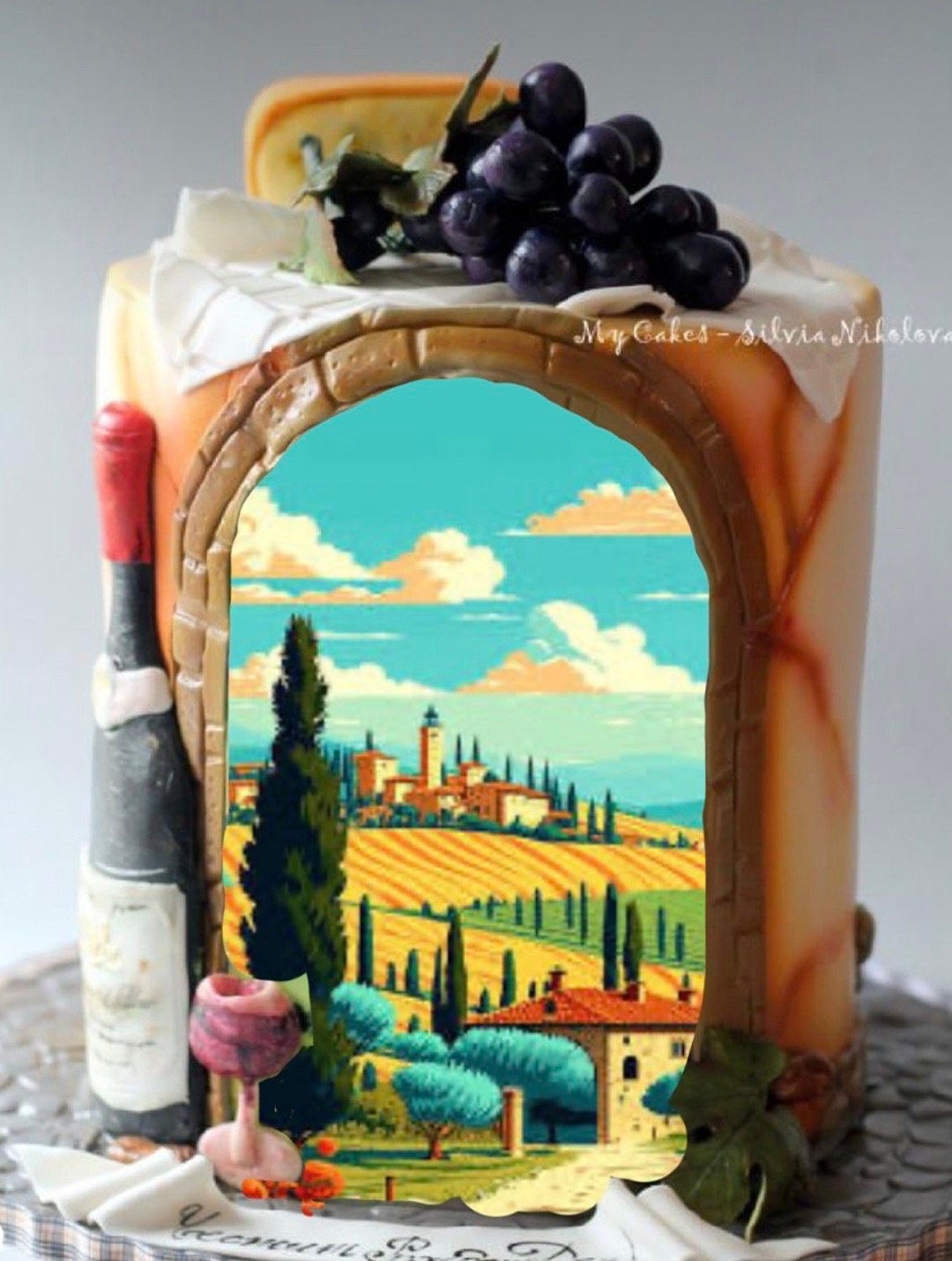 Tuscany Style Cake Topper Mediterranean Icing Image 15cms High X 12cms ...