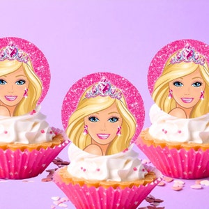 Printable Pink Princess Circle Cupcake Toppers Instant Digital Download ...
