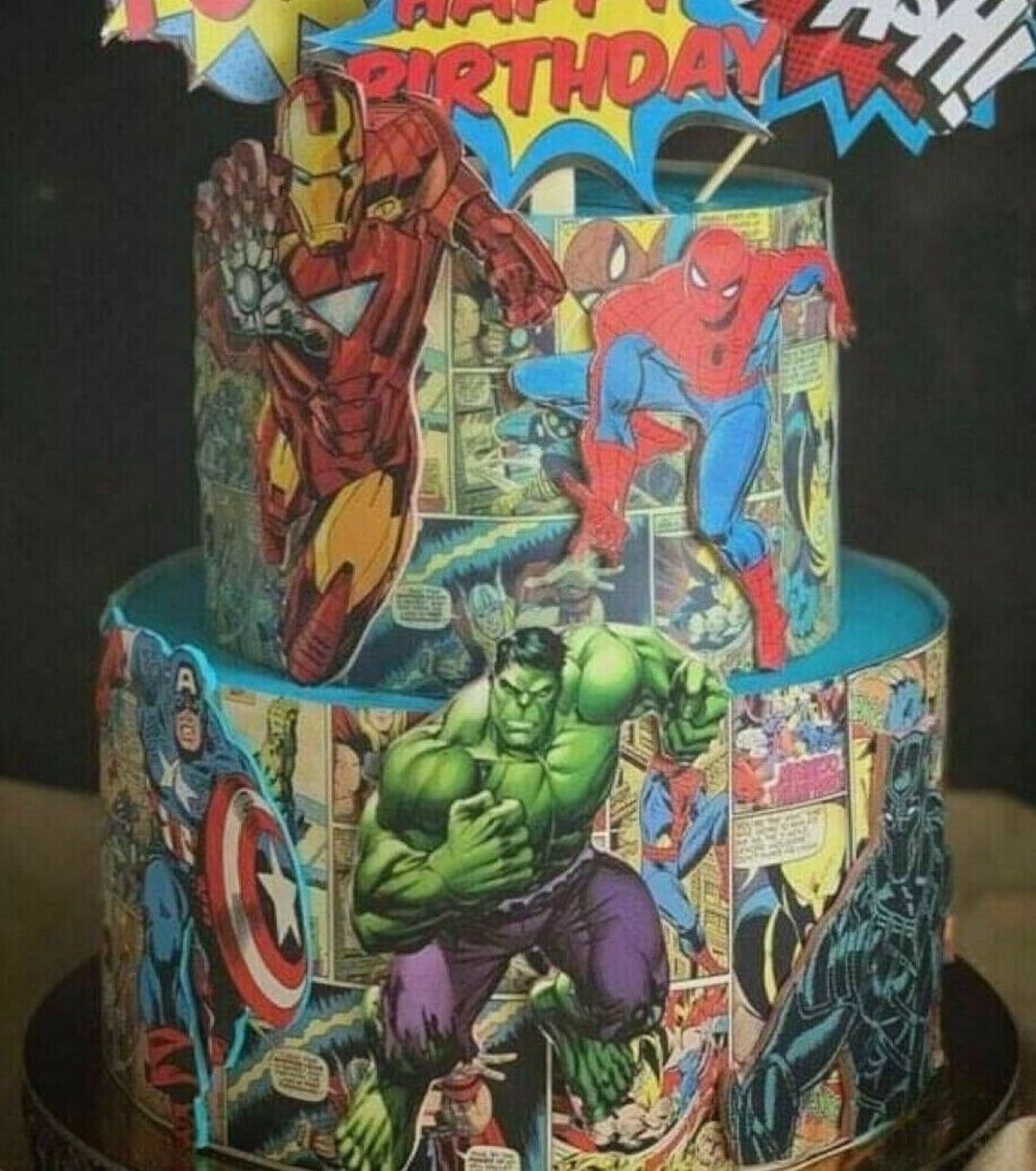 Superhero Cake Toppers Marvel Characters & Edible Icing Cake Wraps ...