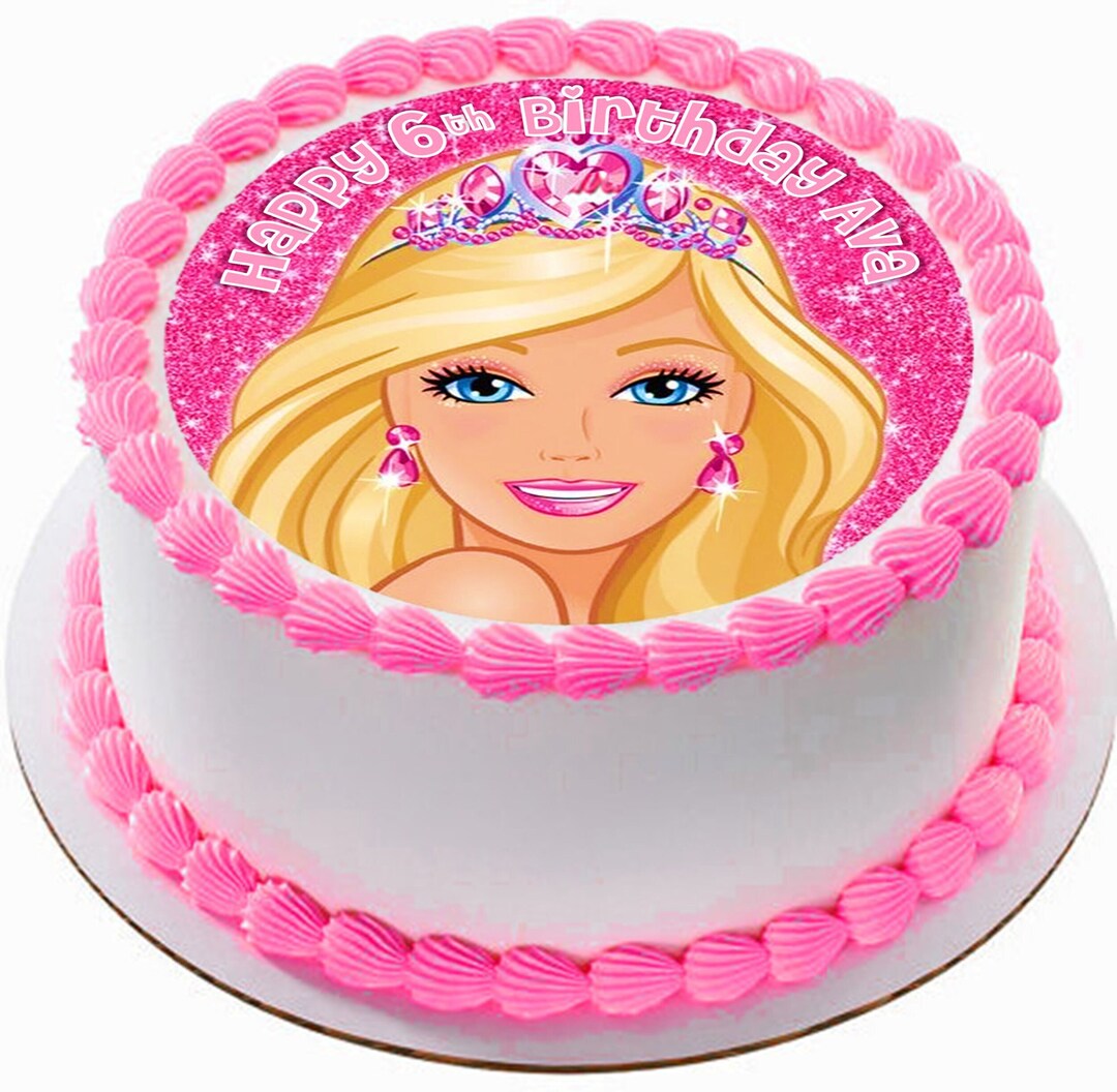 Barbie Glitter Princess Cake Topper Personalized Edible Image Birthday ...