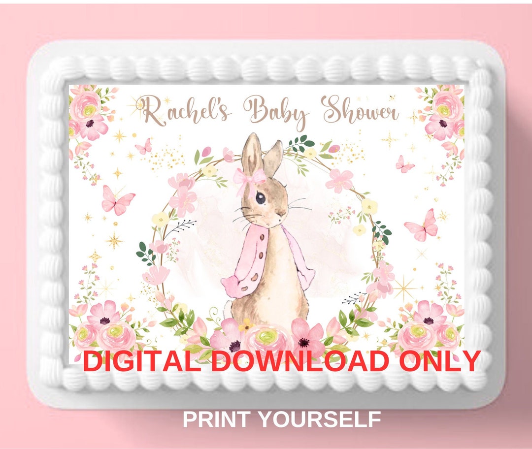 Printable Flopsy Rabbit Rectangle Cake Topper Lily Bobtail Personalized ...