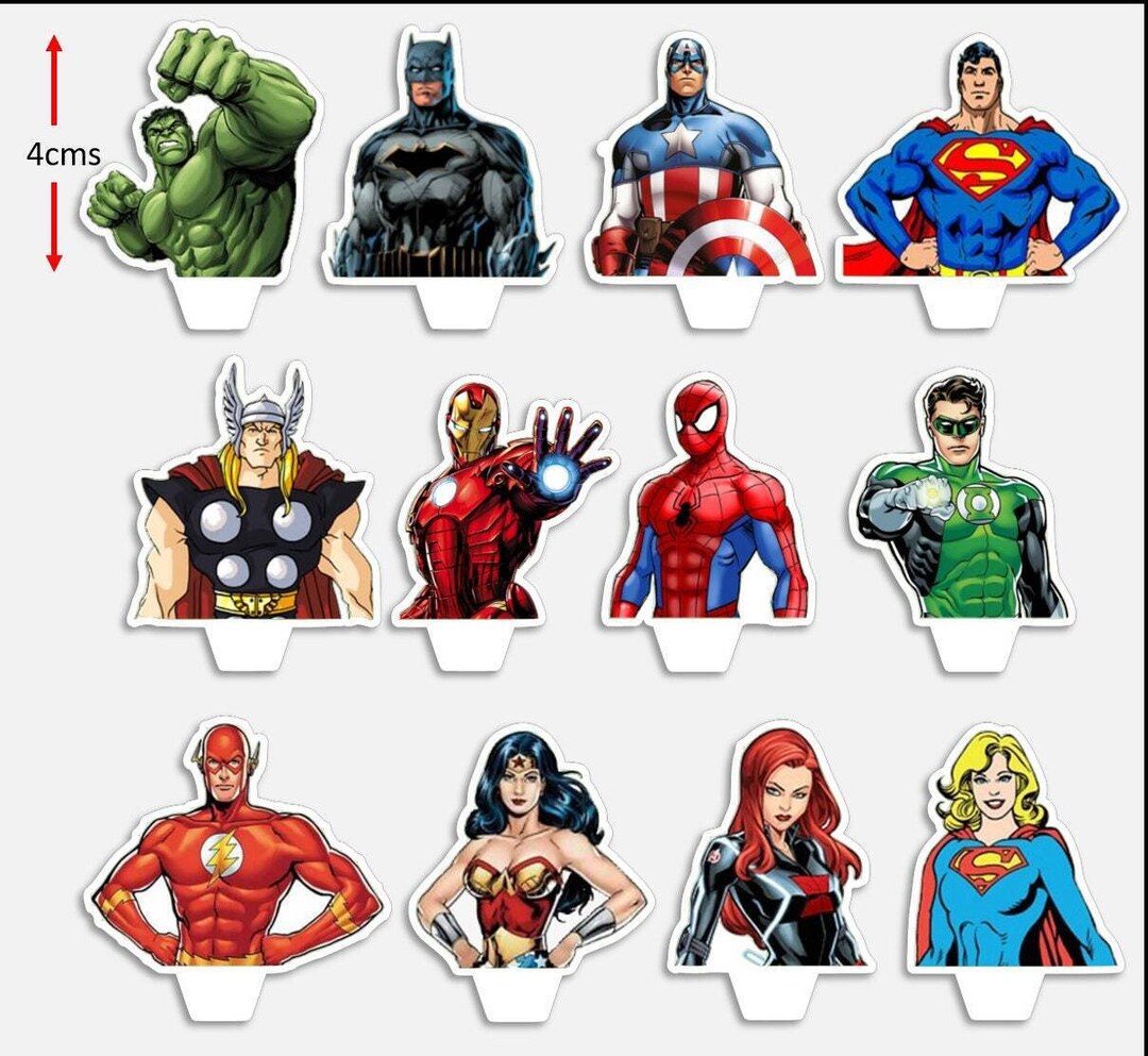 Super Hero Superhero Marvel Pre-cut Edible Wafer Cupcake Toppers 919 ...