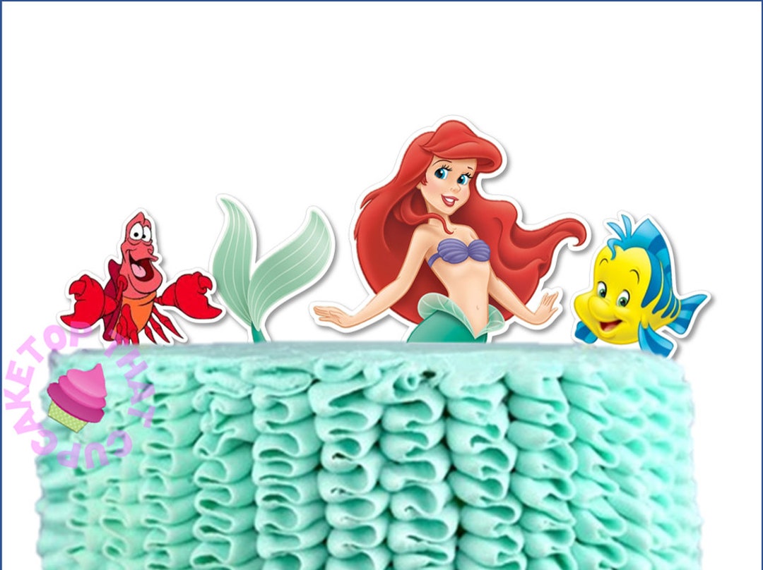 Ariel Cake Topper Little Mermaid Edible Wafer Pre-cut Image Flounder ...