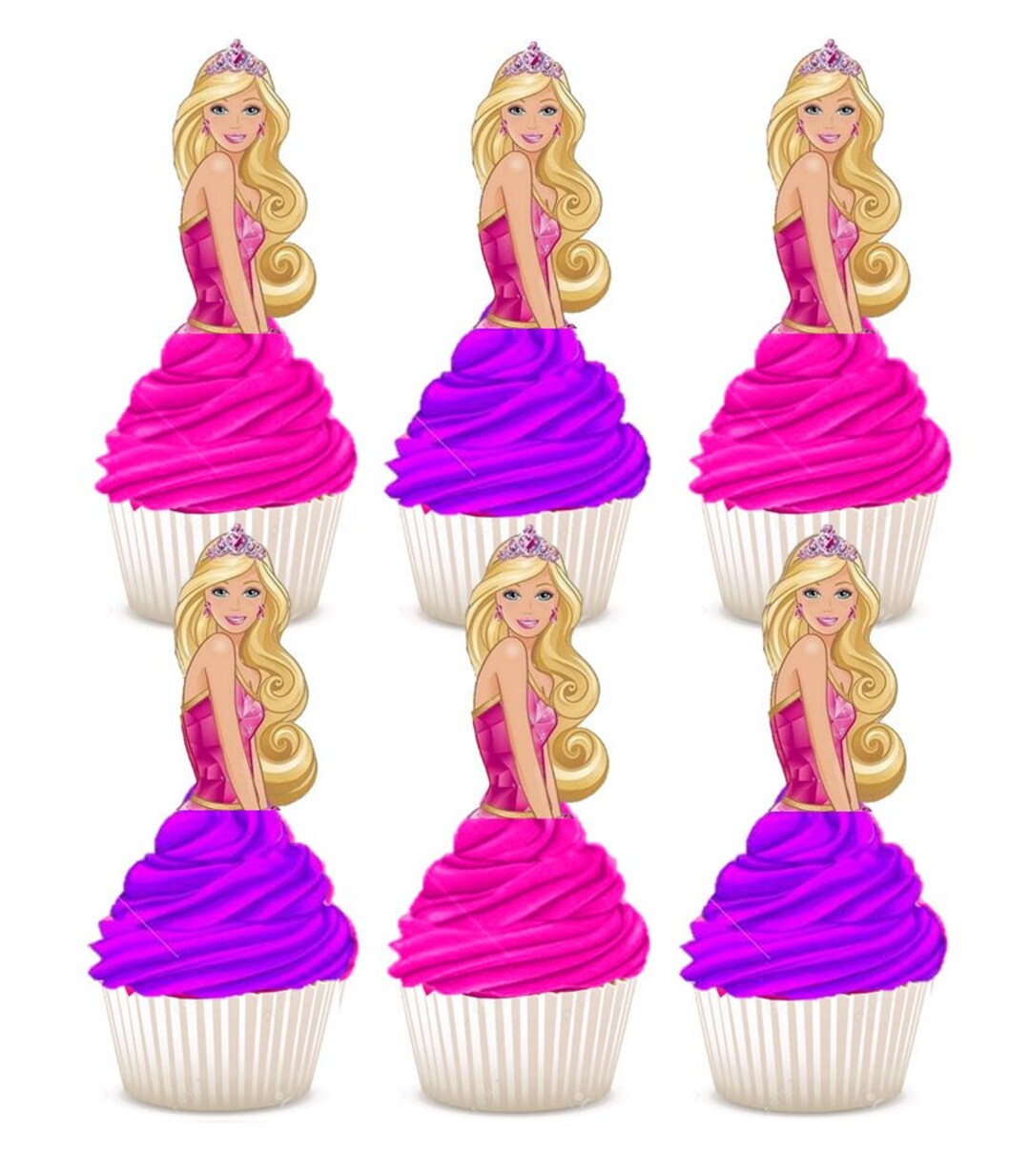 Barbie Edible Wafer Stand up Cupcake Cake Toppers Images - Etsy